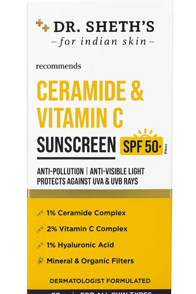 Dr. Sheth’s Ceramide & Vitamin C Sunscreen SPF 50+ (125 g) – Glow ...